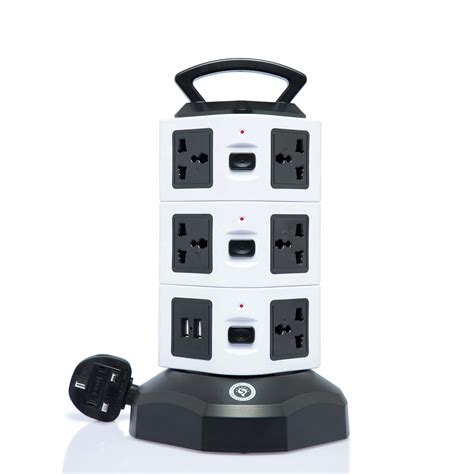 Buy Universal Vertical Extension Cord With Usb Port Surge Protector Plug Tower Multi Socket