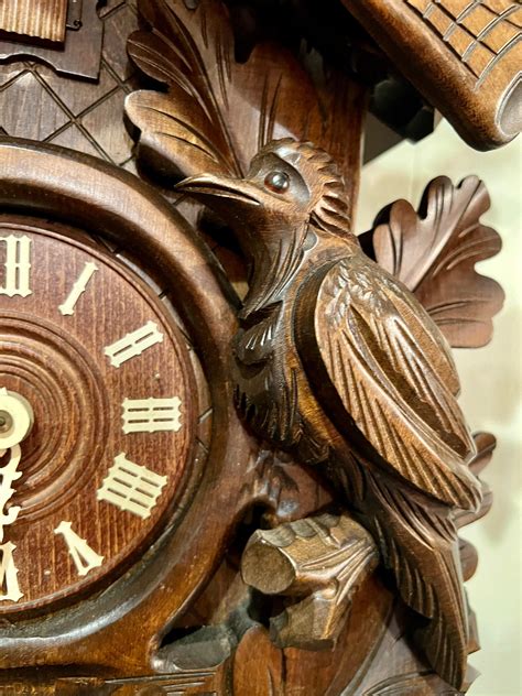 Antique German Hand Carved Black Forest Cuckoo Clock Circa 1890 At
