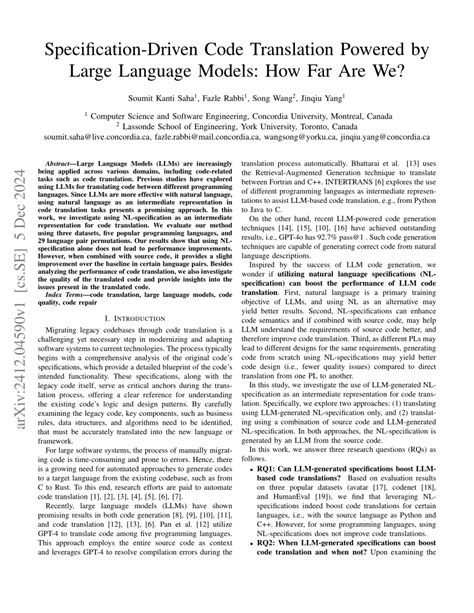 Pdf Specification Driven Code Translation Powered By Large Language