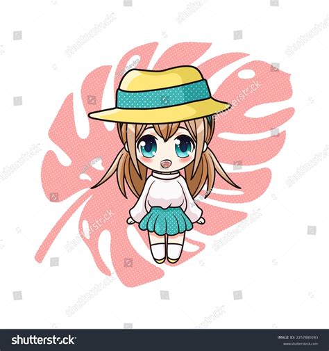 Cute Kawaii Anime Girl Chibi Leaf Stock Vector Royalty Free 2257880243 Shutterstock