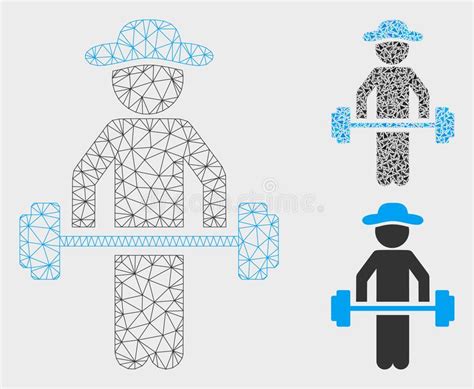 Gentleman Power Lifting Vector Mesh Carcass Model And Triangle Mosaic