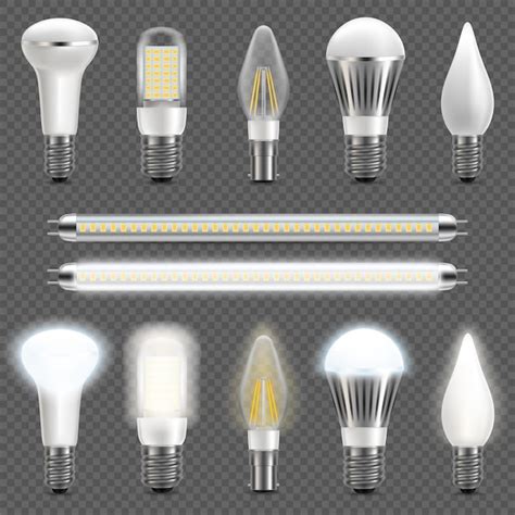 Premium Vector Different Types Of Led Light Bulbs Vector Illustration