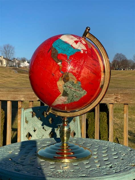 Gemstone Globe With Compass Kalifano Gemstone Globe Antiques