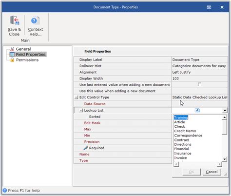 Static Data Lookup List Field