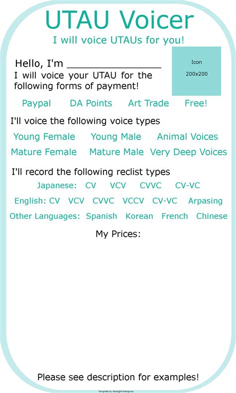 Utau Voice Contributor Form Template By Starlight Enterprise On