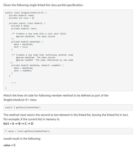 Solved Given The Following Single Linked List Class Partial