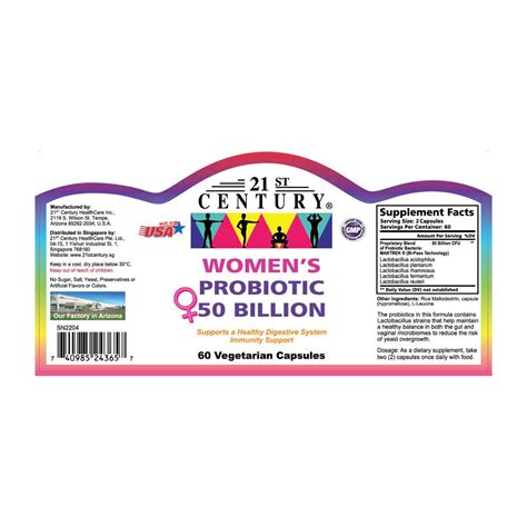Womens Probiotics 50 Billion 60 Vegetarian Capsules