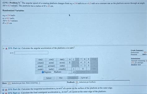 Solved Problem The Angular Speed Of A Rotating Chegg