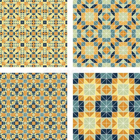Colorful Triangle Mosaic Pattern Background Set Stock Vector Illustration Of Symmetric Design