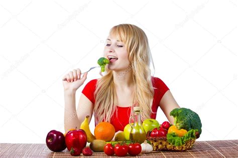 Woman Eating Vegetables