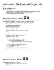 Team Lab 11 File Input And Output Lab Docx Welcome To File Input And Output Lab Learning