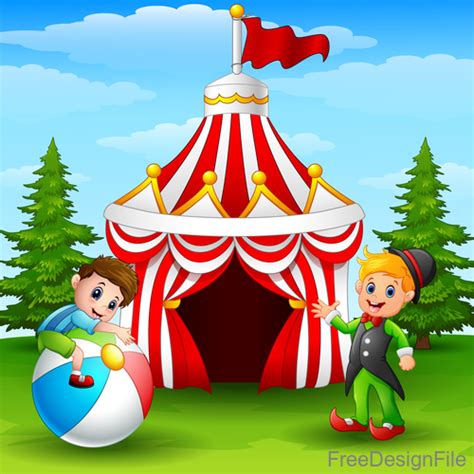 Circus Cartoon Background Inside Circus Tent Vector Images 50