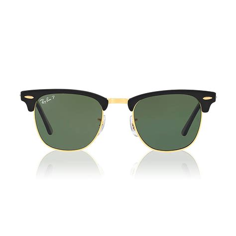 Ray Ban Mens Polarized Clubmaster Sunglasses Black Green