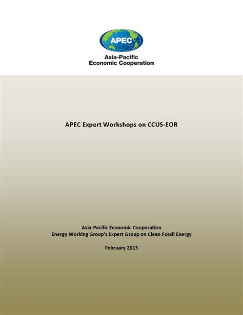 Apec Expert Workshops On Ccus Eor Asia Pacific