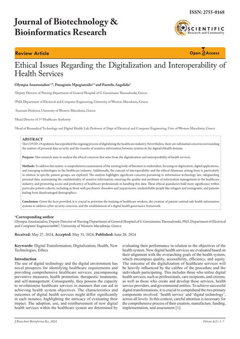 Pdf Ethical Issues Regarding The Digitalization And Interoperability