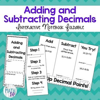 Adding And Subtracting Decimals Foldable By The Math Life TPT
