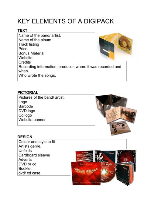 Key Elements Of A Digipack Doc