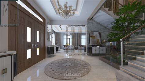 تصميم مدخل فيلا وغرفة صالون مستقل