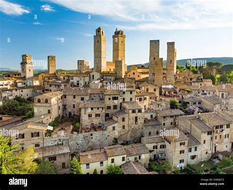 Aerial View Of Famous Medieval San Gimignano Hill Town With Its Skyline