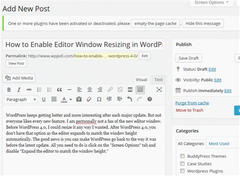 How To Enable Editor Window Resizing In Wordpress 40 Wp Solver
