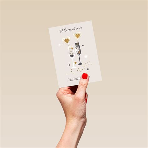 Personalised Editable Champagne Glasses Anniversary Card Hallmark Uk