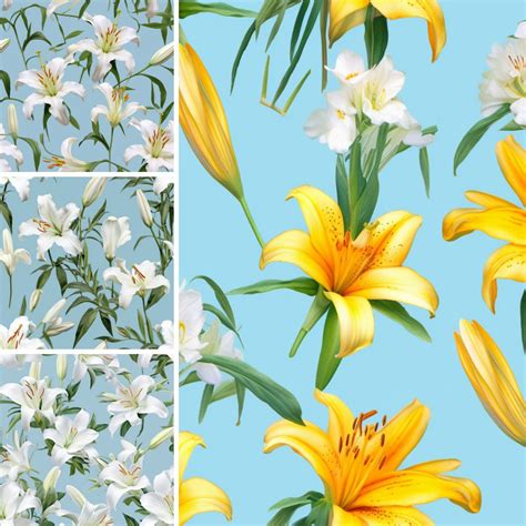 Lily Patterns Popular Types Seamless Tiles 300 Dpi 12inch 