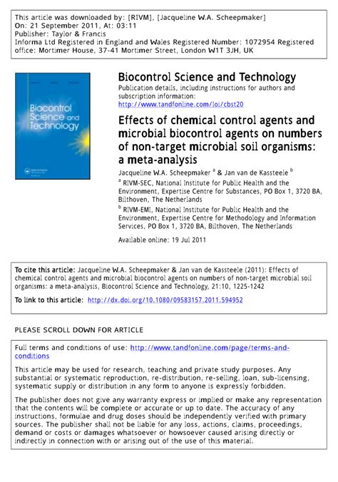 Pdf Effects Of Chemical Control Agents And Microbial Biocontrol