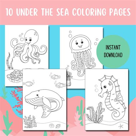 10 Under The Sea Coloring Pages Printable Instant Download Ocean