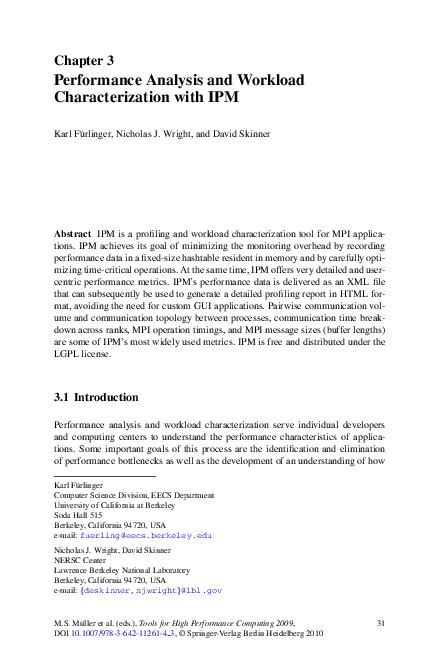 Pdf Performance Analysis And Workload Characterization With Ipm