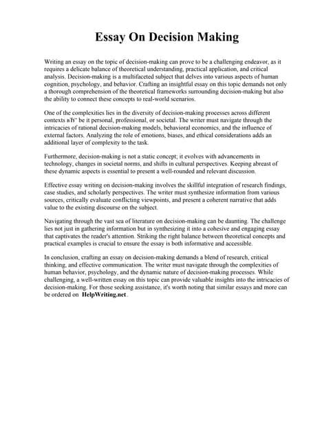 Essay On Decision Makingpdf