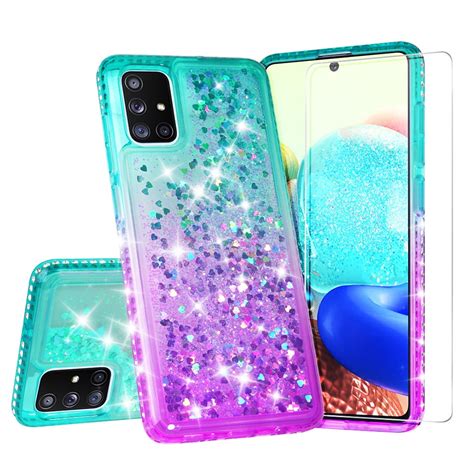 Compatible For Samsung Galaxy A71 Case With Tempered Glass Screen