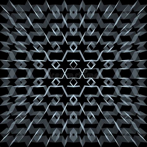 Contours Of Figures Converging To The Center On A Black Background