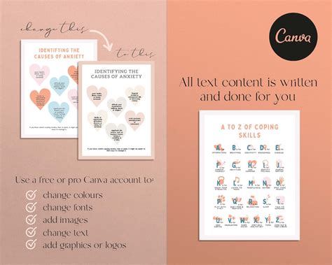 Anxiety Coping Skill Flashcard Canva Templates Anxiety Coping Etsy