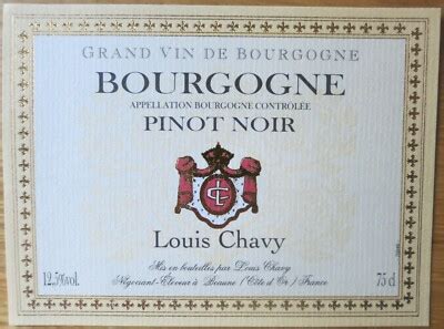 Etiquette Vin France Bourgogne Pinot Noir Louis Chavy Beaune Wine