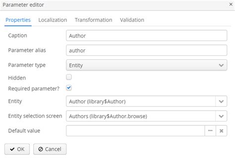 External Report Parameters Cuba Platform Report Generator