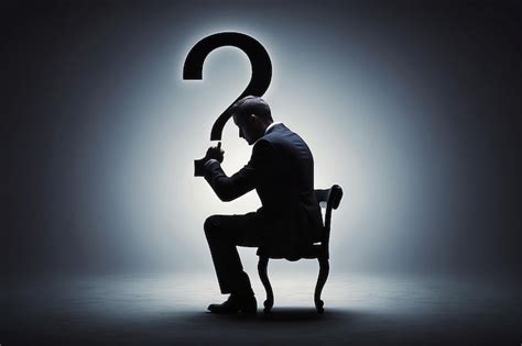 Premium Photo Silhouette Man On A Question Mark Icon In Thinking In A