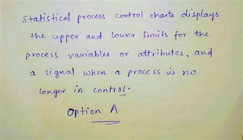 Statistical Process Control Charts A Display Upper And Lower Limits For Process Variables Or