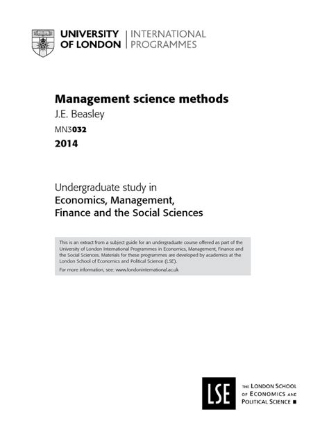 Management Science Methods Pdf