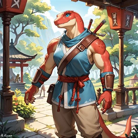 Tall Muscular Monk Female Lizard Furryai