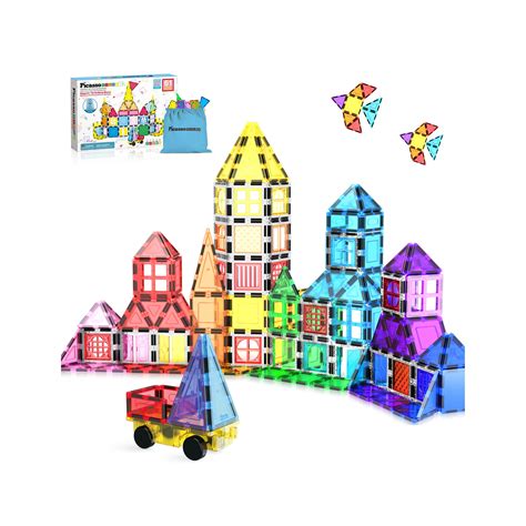 Picassotiles Magnetic Tiles Building Set With Windows And Doors 61 P