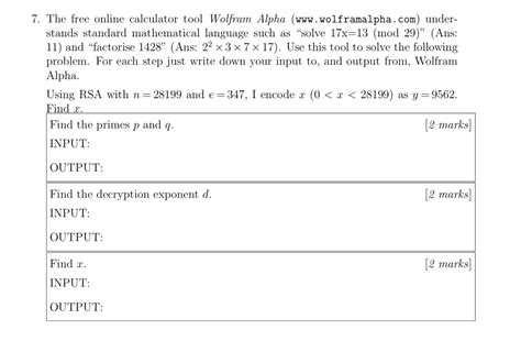 Solved 7 The Free Online Calculator Tool Wolfram Alpha