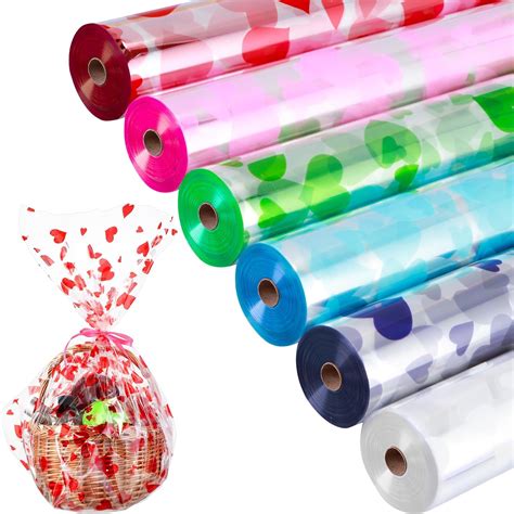 Geyoga 6 Rolls Clear Cellophane Wrap Roll 16 X 600 Ft