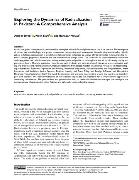 Pdf Exploring The Dynamics Of Radicalization In Pakistan A