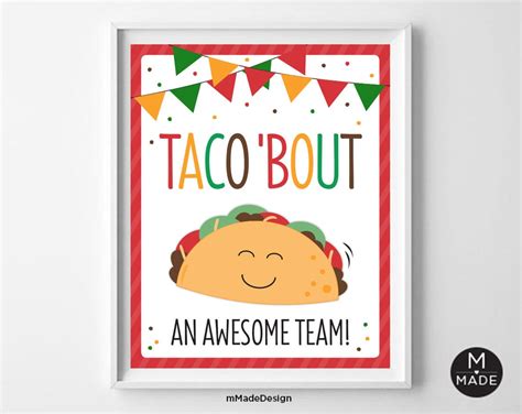 Taco Bout An Awesome Team Employee Appreciation Sign Taco Party Decor
