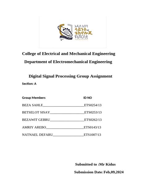 Dsp Group Assignment 2 Pdf
