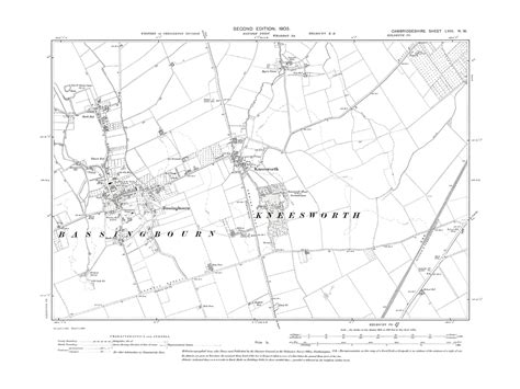 Old Os Map Dated 1903 Showing Bassingbourn Kneesworth In Cambridgesh