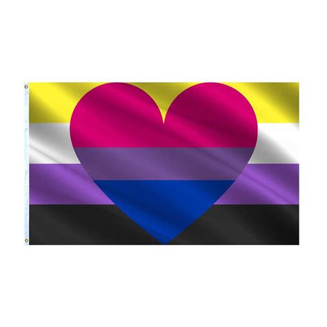 Nonbinary Bisexual Heart Flag Lgbtq Pride Flag Indoor Outdoor Display Globe Flags