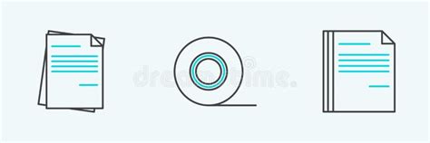 Set Line File Document And Scotch Icon Vector Stock Illustration Illustration Of Mark