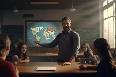 Premium Photo Teacher Using Interactive Simulations For Geograph 00672 03