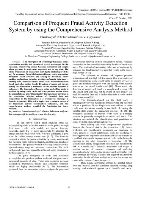 Pdf Comparison Of Frequent Fraud Activity Detection System By Using